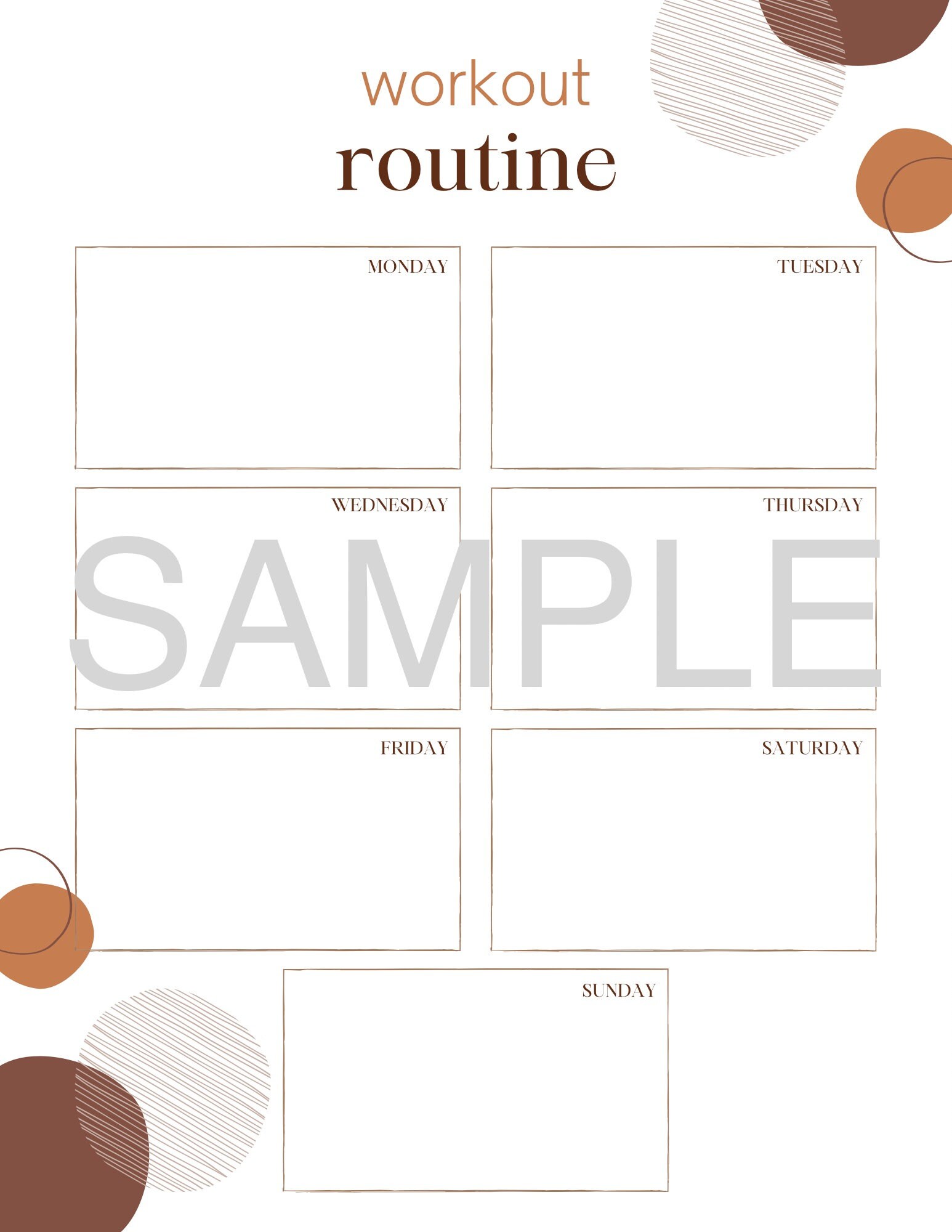 Simple Downloadable Weekly Workout Sheet - Etsy
