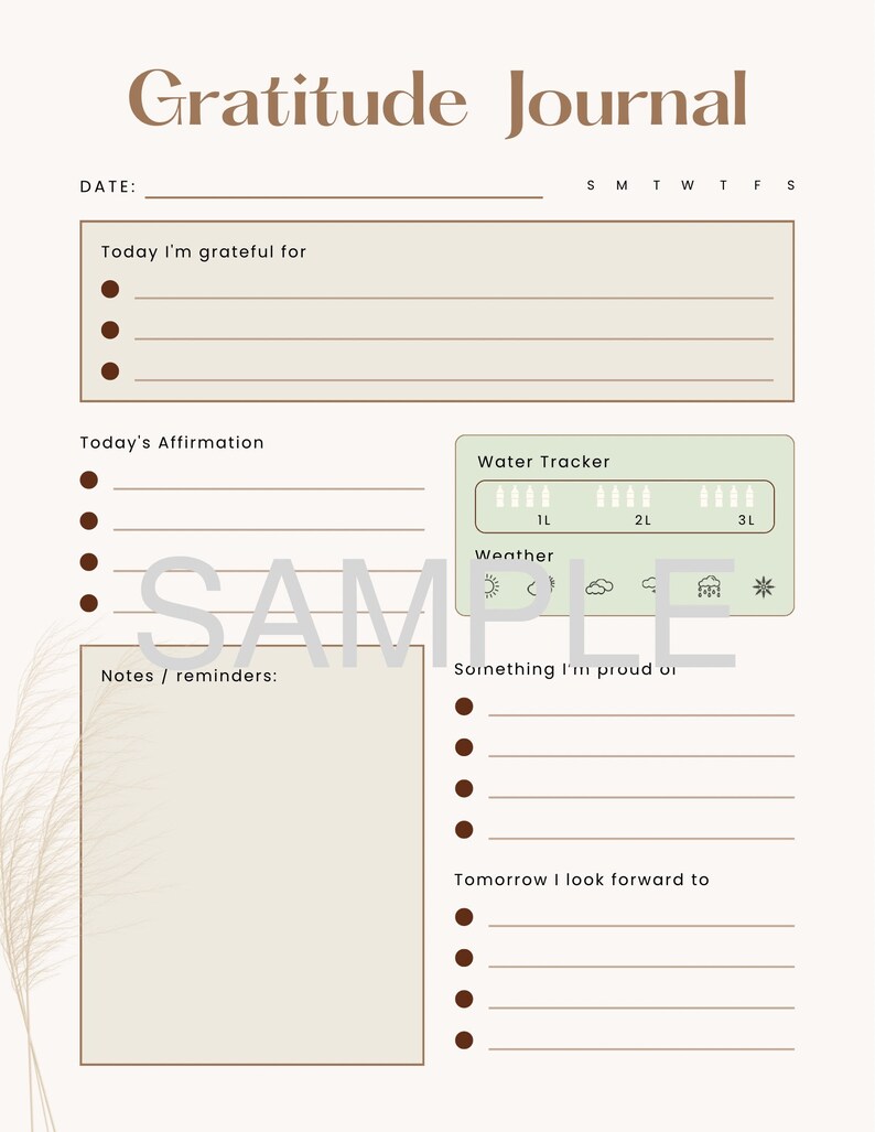 Gratitude Journal Template Downloadable & Printable - Etsy