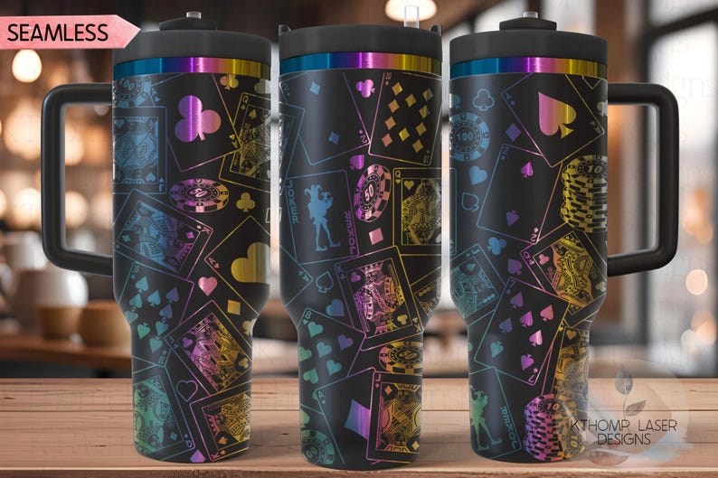 Casino Playing Cards Laser SVG Wrap for 30oz and 40oz Handled Tumblers ...