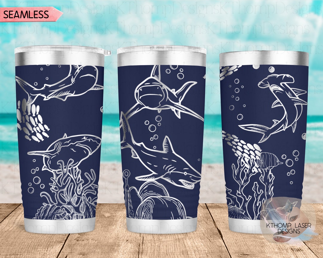 Sharks Laser Engraved Full Wrap Design for 20oz & 30oz Tumblers ...