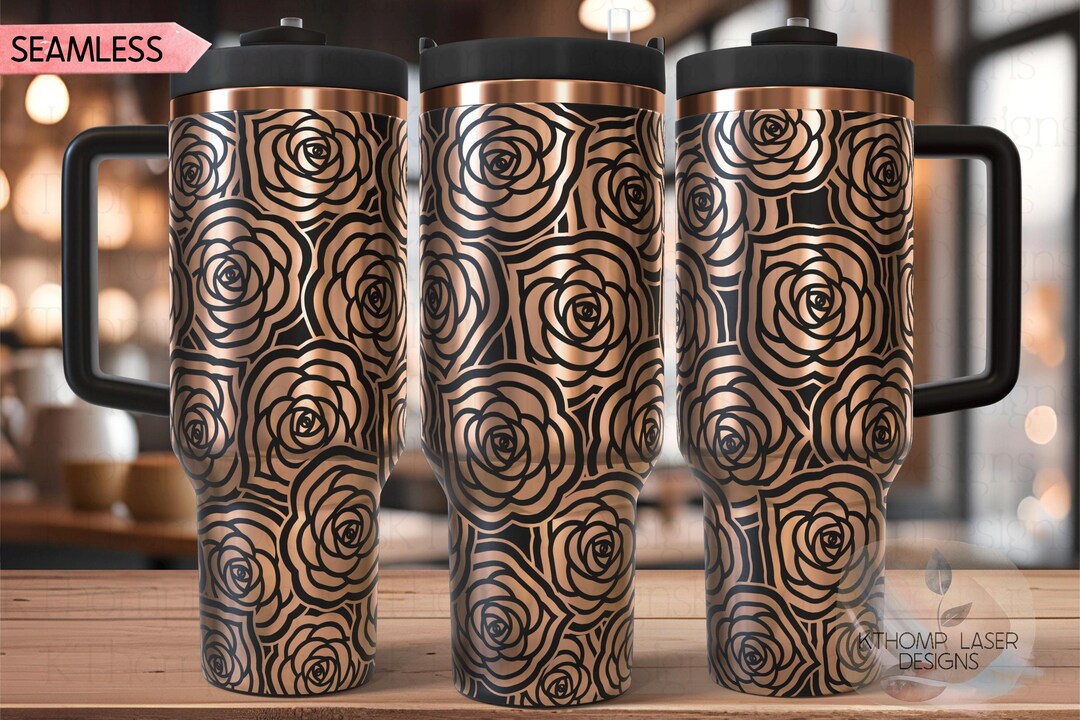 Roses Burst Laser Engraved Full Wrap Design 40oz Tumbler, Digital ...