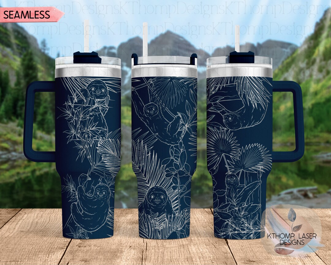Sloths Laser Engraved Full Seamless Wrap Design for 40oz Tumbler ...