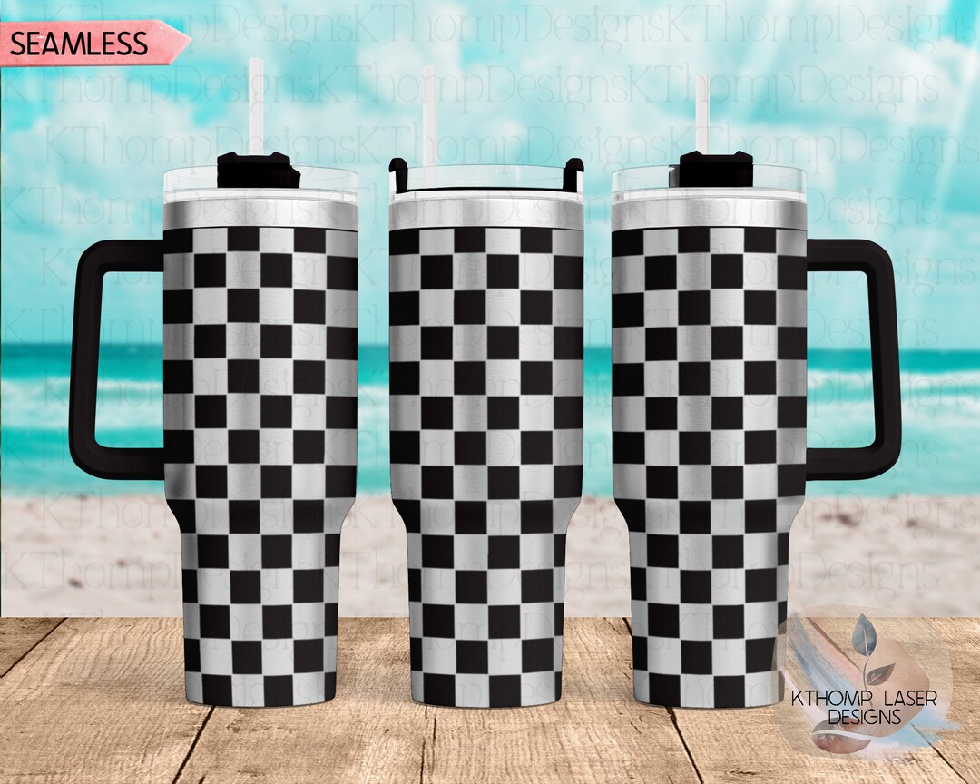 Checkerboard Pattern Laser Engraved Full Wrap for 40oz Tumbler, Digital ...