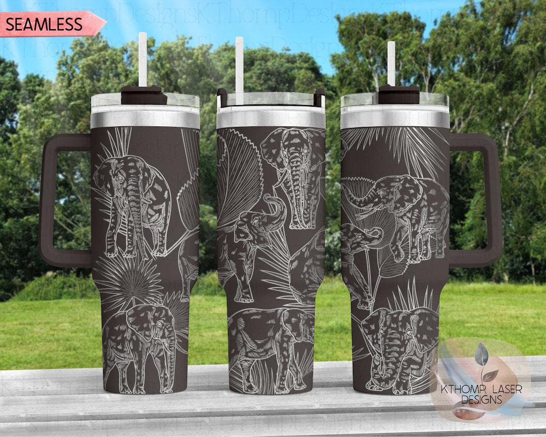Elephants Laser Engraved Full Wrap Design for 40oz Tumbler, Digital ...
