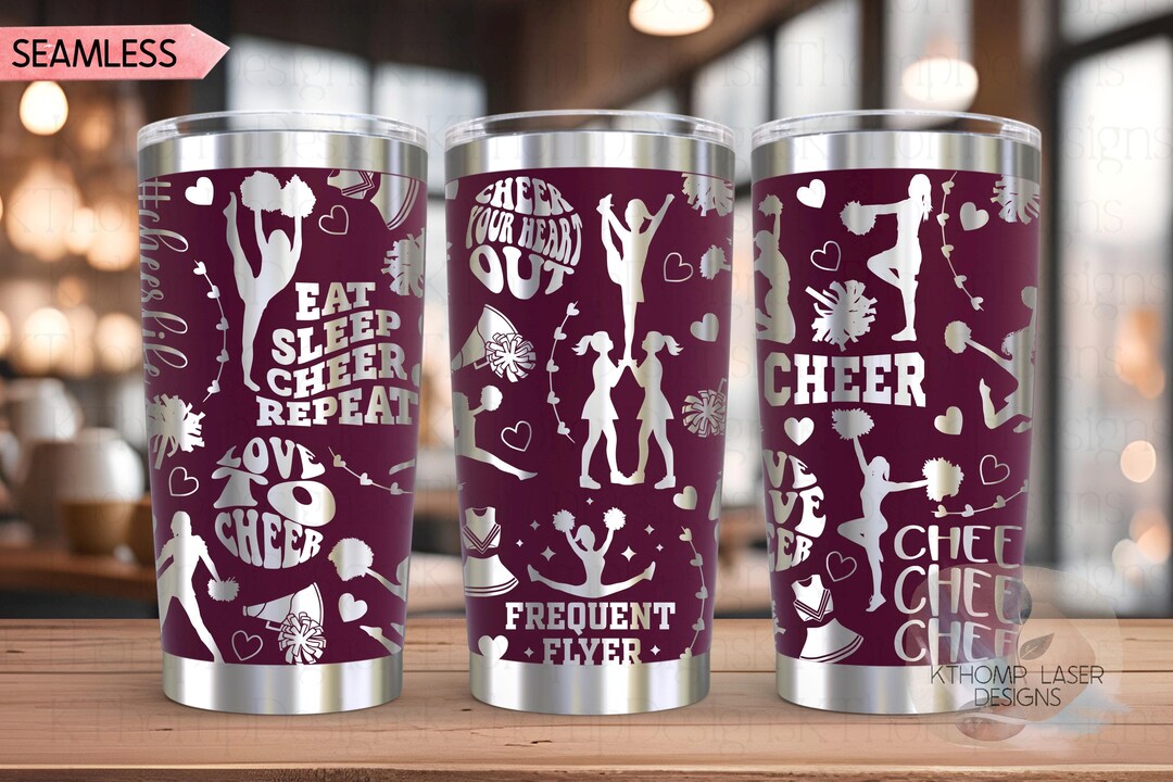 Cheer Tumbler Wrap SVG, 20oz and 30oz Laser Engraving File, Rotary ...
