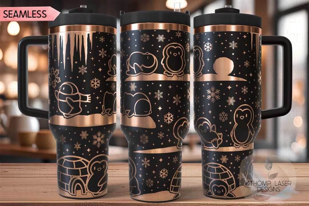 Penguins Cute Winter Penguins Laser Engraved Full Wrap Design for 40oz ...