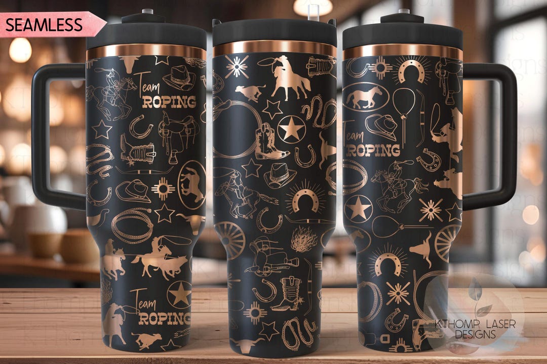Team Roping Rodeo Laser SVG Wrap for 30oz and 40oz Handled Tumblers - Etsy