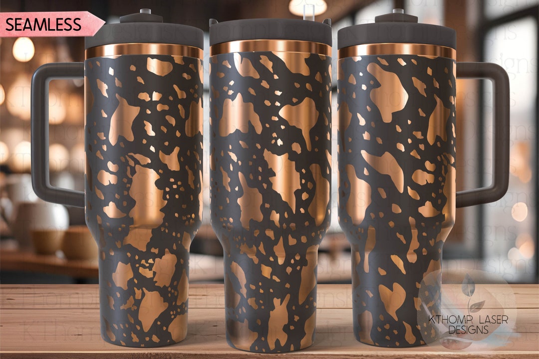 Cowhide Laser Engraved Full Wrap Design for 40oz Tumbler, Digital ...