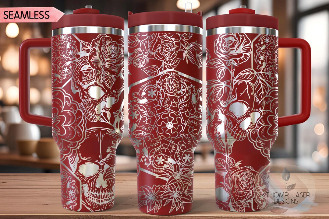 Skull & Swear Words Laser SVG Wrap for 30oz and 40oz Handled Tumblers ...
