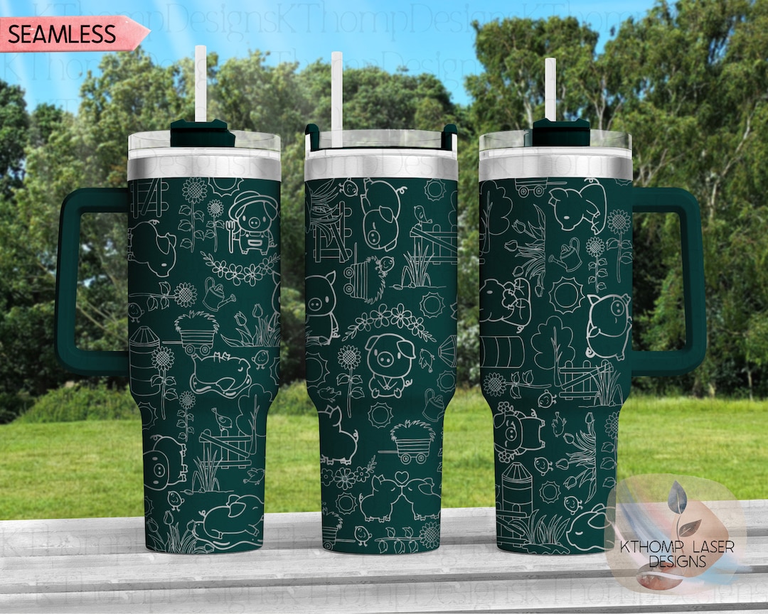 Pig Doodles Farm Cute Pigs Laser Engraved Full Wrap Design for 40oz ...