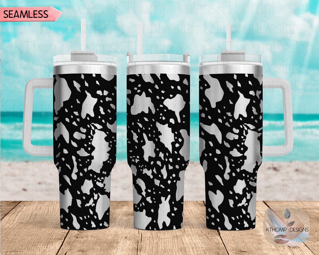 Cowhide Laser Engraved Full Wrap Design for 40oz Tumbler, Digital ...