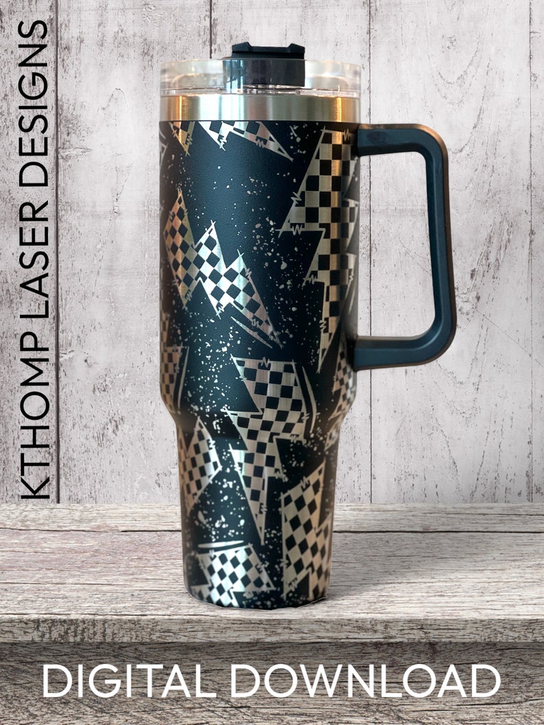 Checkered Flag Laser SVG Wrap for 30oz and 40oz Handled Tumblers - Etsy
