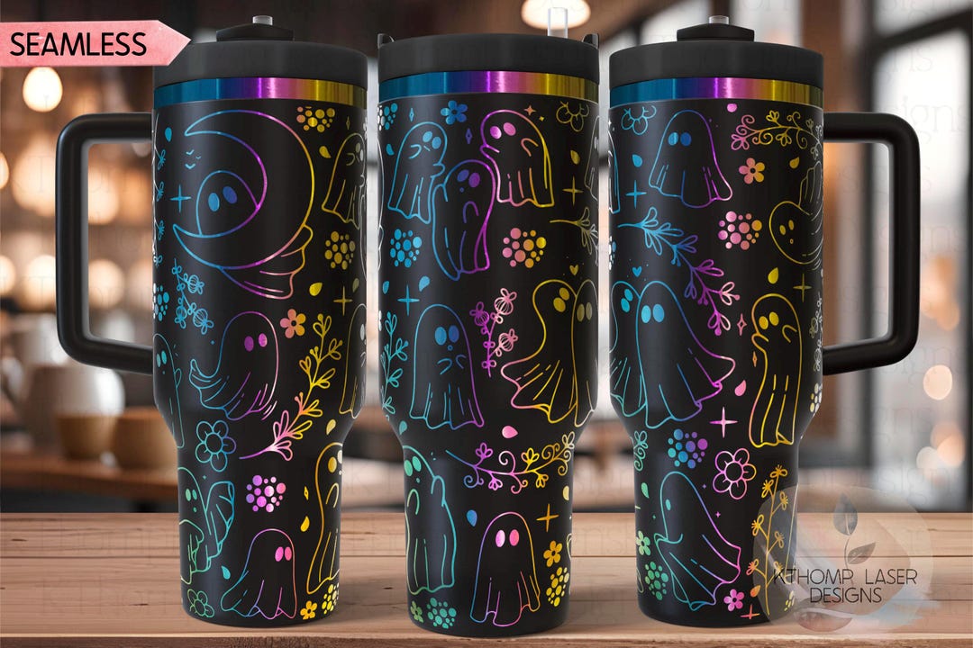 Floral Ghosts Halloween Laser SVG Wrap for 30oz and 40oz Handled ...