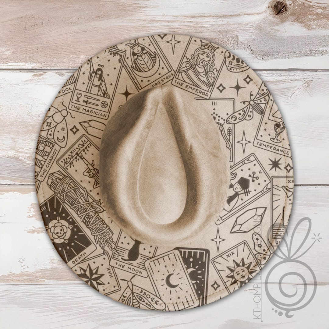 Tarot Cards Wide Brim Hat Laser Engraving SVG - Etsy