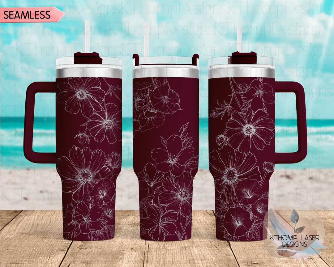 Cosmos Morning Glories & Violets Floral Laser Engraved Full Wrap Design ...