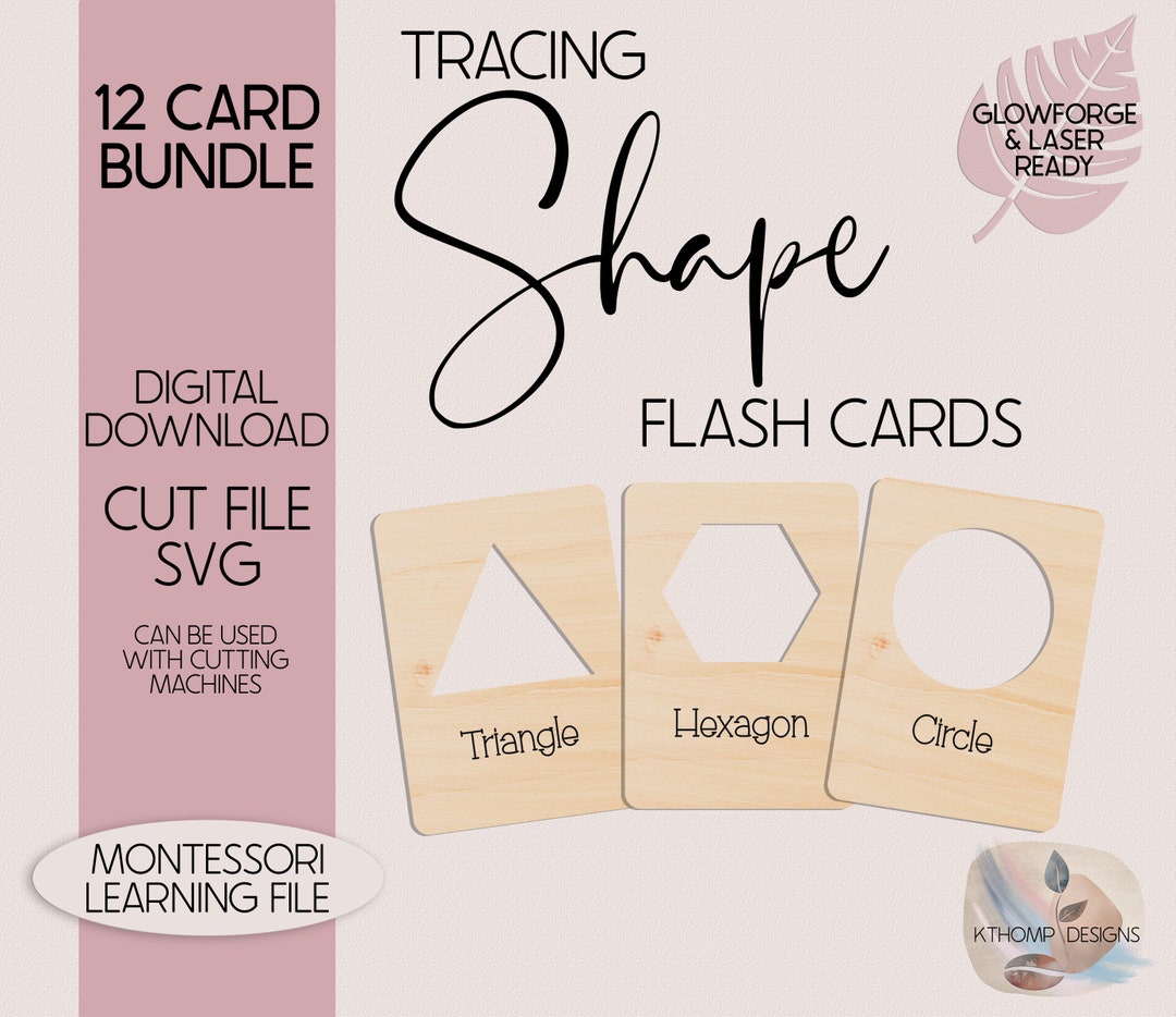Laser Cut Tracing Shape Flash Cards Design, Instant Digital Download ...