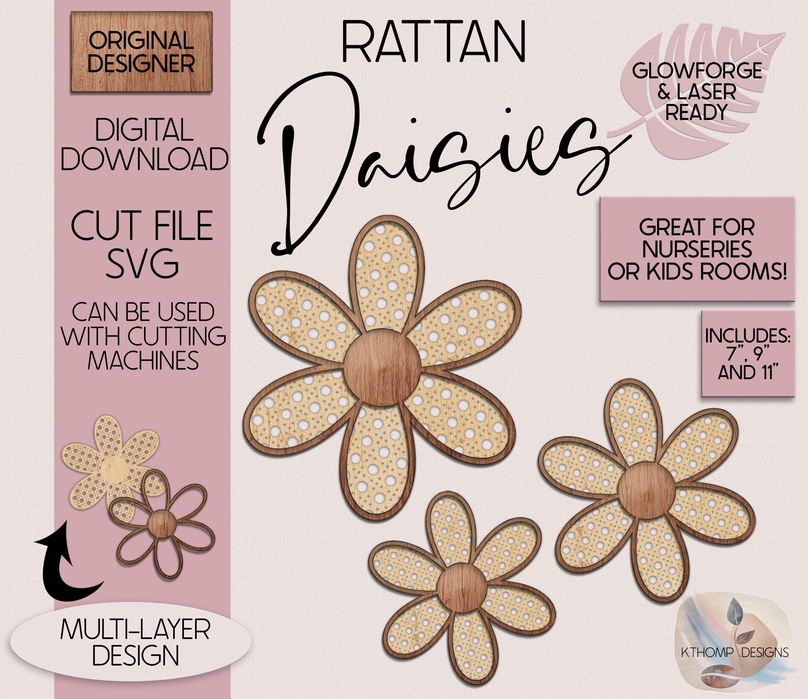 Cane Rattan Daisies Laser Cut File SVG Cute Rattan Daisy - Etsy UK