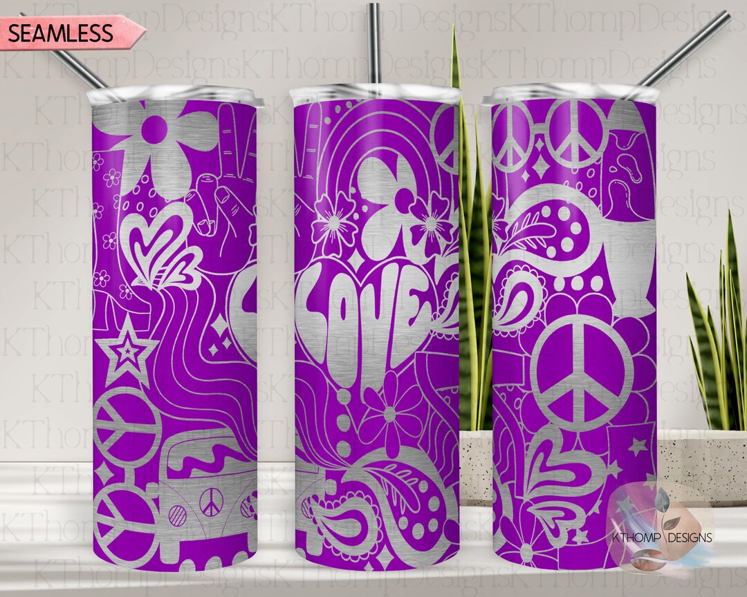Groovy 70's Laser Engraved Full Wrap Design for 20oz Skinny Tumbler ...