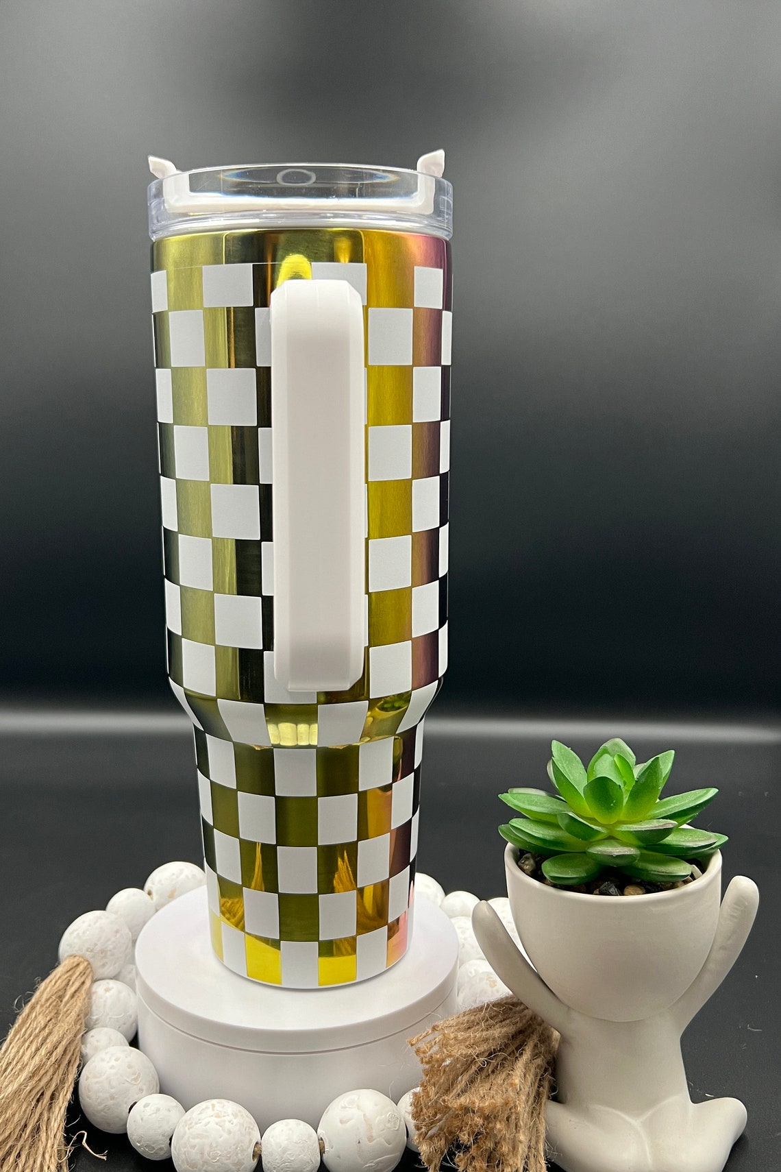Checkerboard Pattern Tumbler Wrap SVG, 40oz Laser Engraving File ...