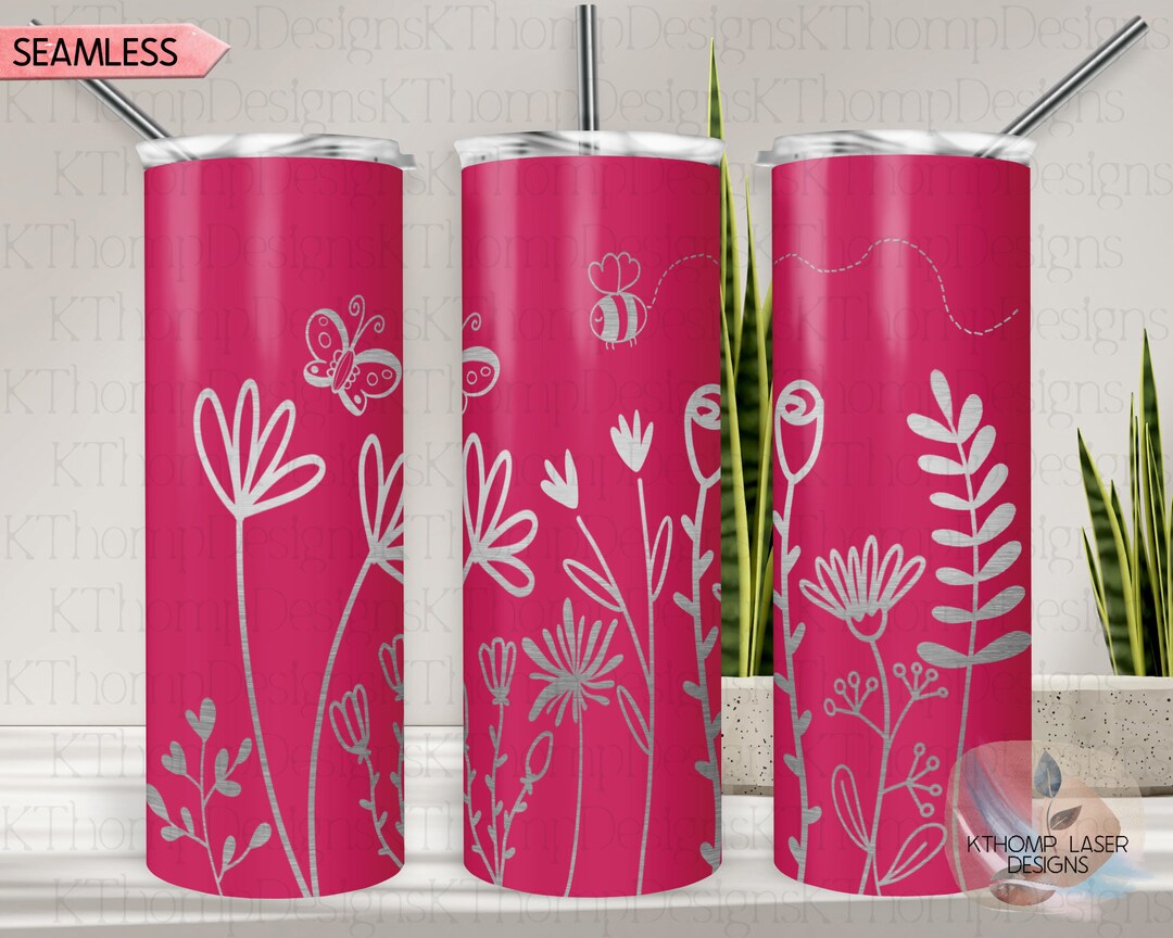 Floral Garden Laser Engraved Full Wrap Design for 20oz Skinny Tumbler ...