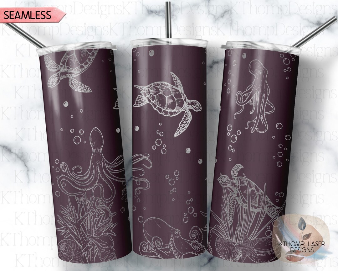 Octopus and Turtles Laser Engraved Full Wrap Design for 20oz Skinny ...