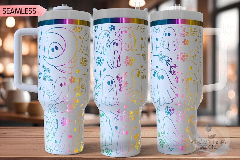 Floral Ghosts Halloween Laser SVG Wrap for 30oz and 40oz Handled ...