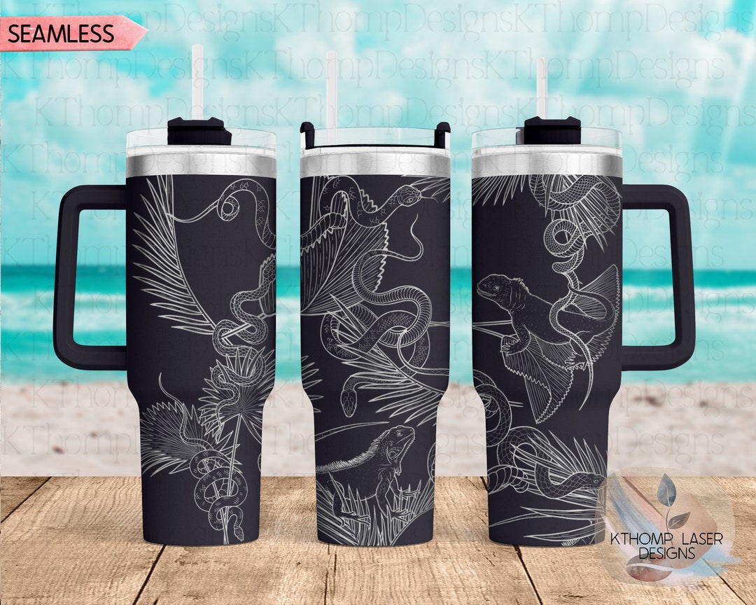 Iguanas & Snakes Laser Engraved Full Wrap Design for 40oz Tumbler ...