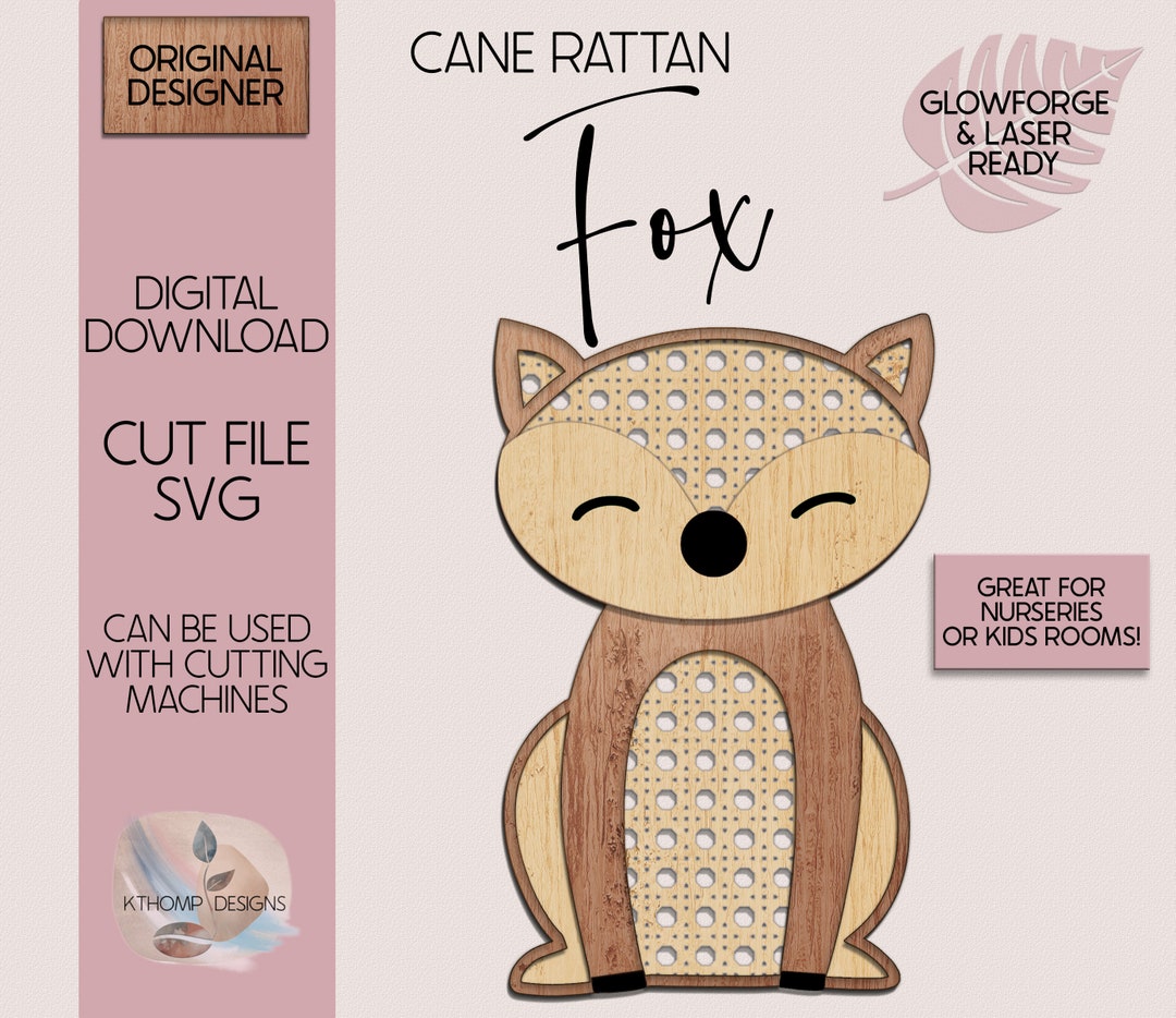 Laser Cut File Cane Rattan Fox SVG, Cute Rattan Fox, Boho Nursery Sign ...