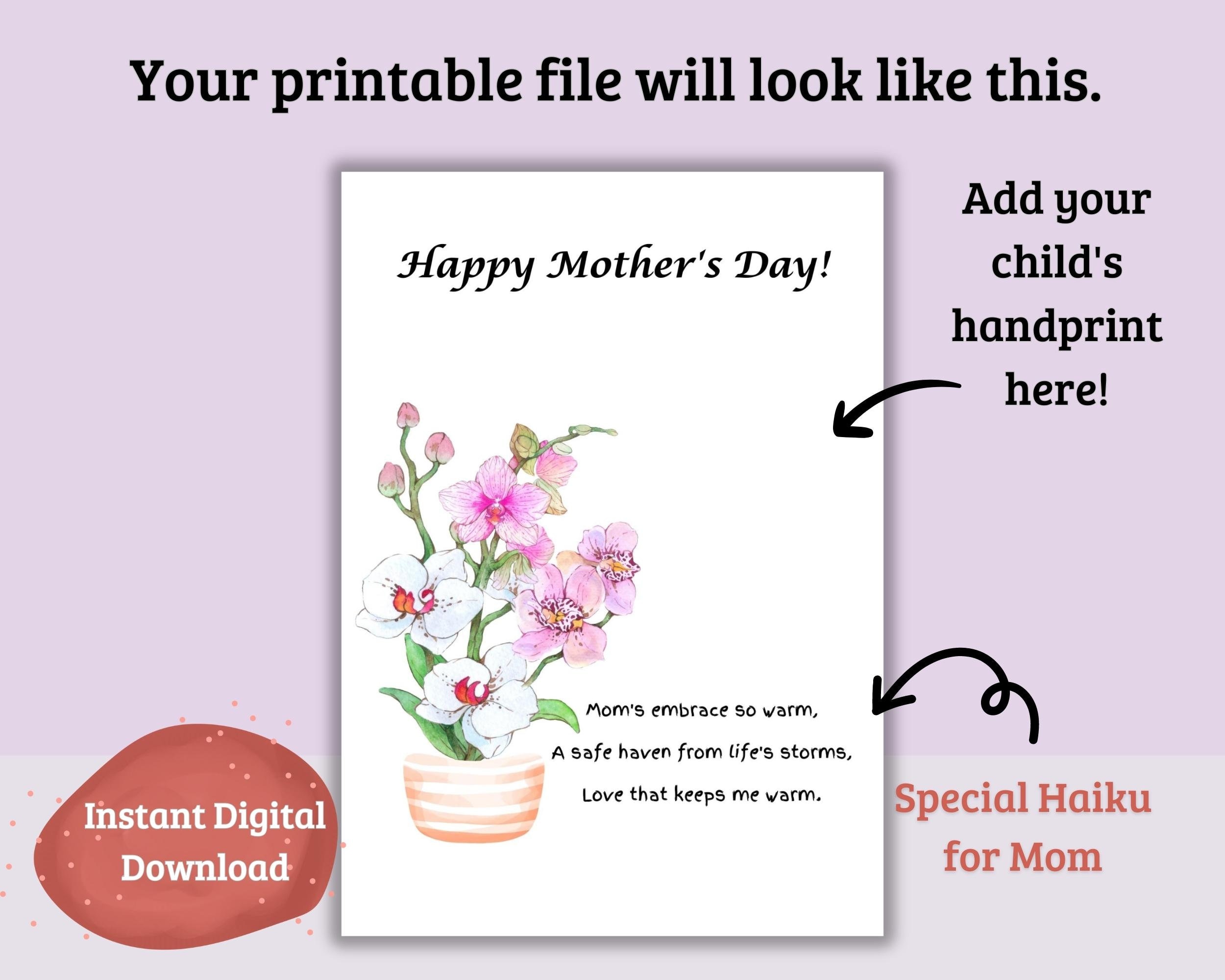 Mother's Day Handprint Craft Printable, Orchid DIY Template ...