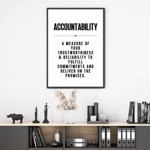Accountability Definition Printable, Motivational Wall Art for Home and ...