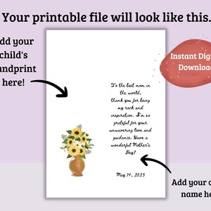 DIY Mother's Day Handprint Craft, Printable Sunflower Template ...