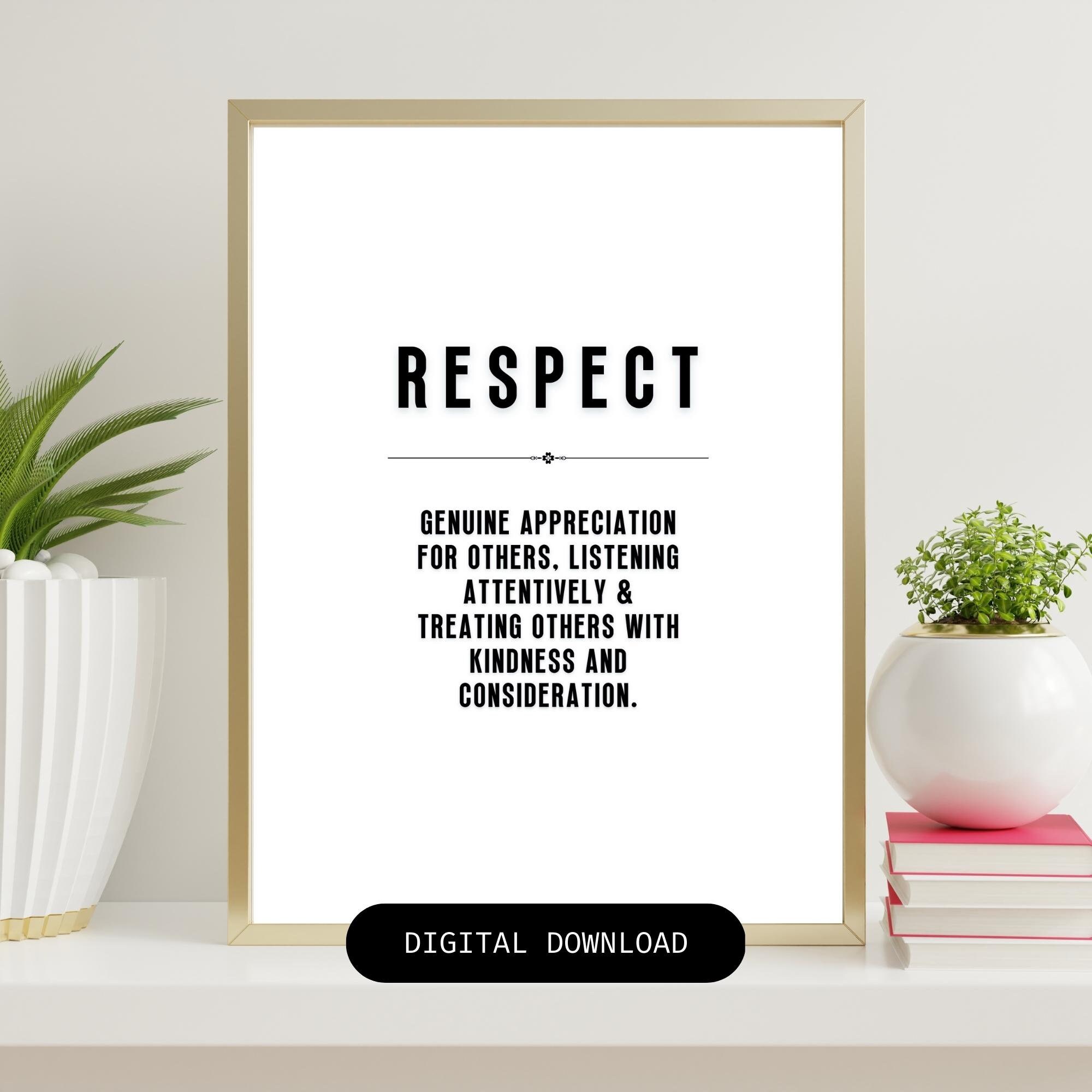 Respect Definition Printable Wall Decor Home Office Decor ...