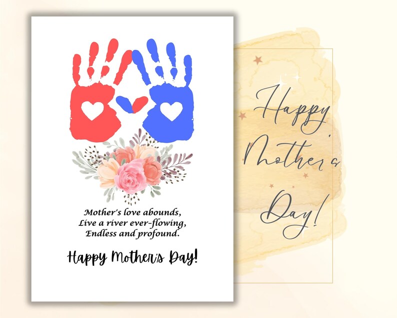 Mother's Day Handprint Craft Printable, Peony Bouquet DIY Template ...