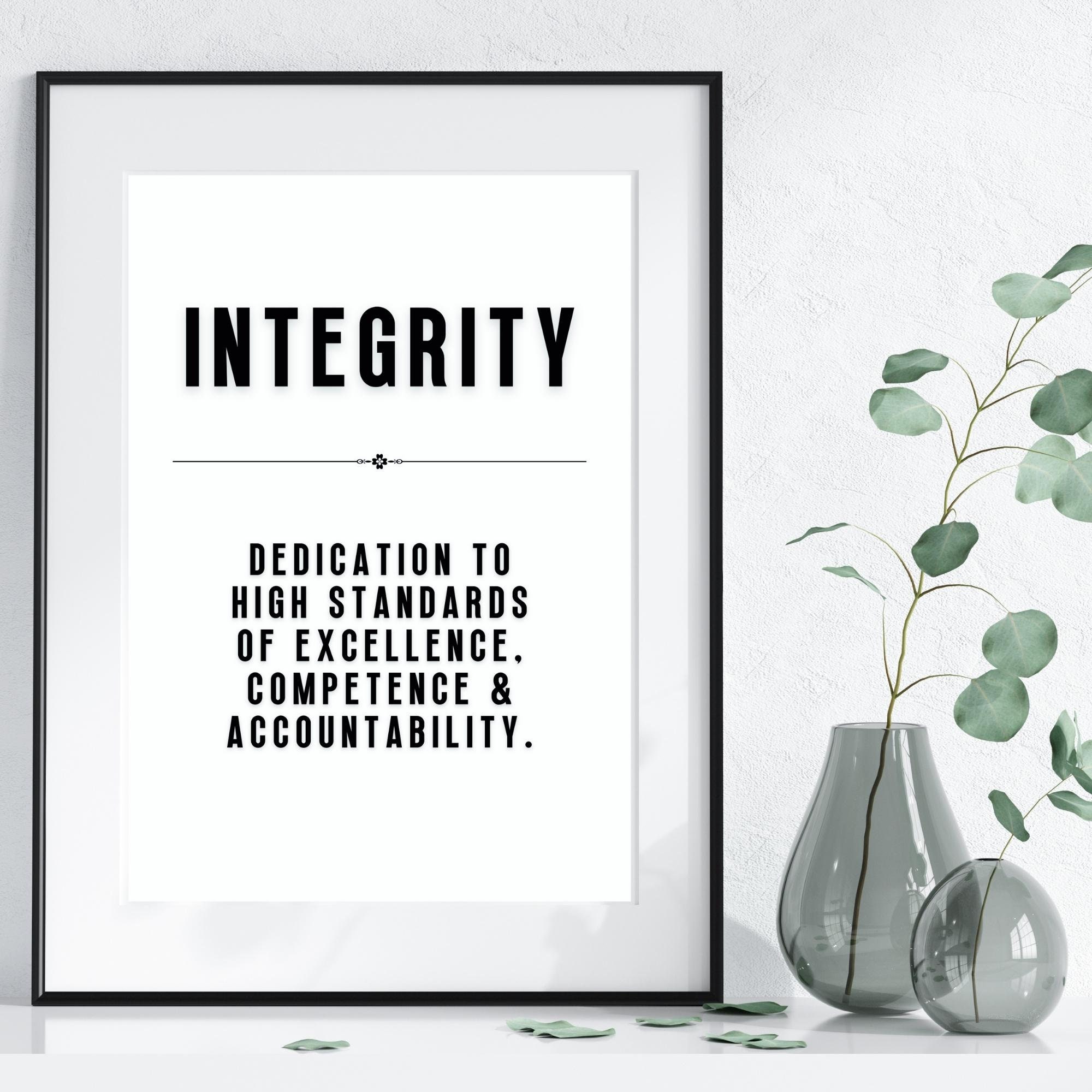 Integrity Definition Printable Wall Art Office Decor, Inspirational ...