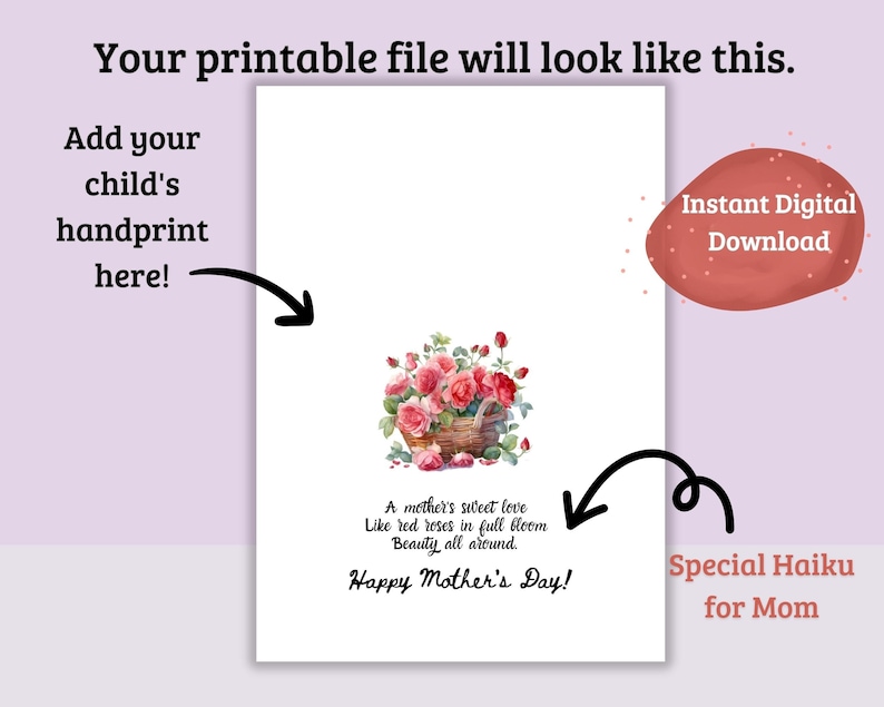 Manualidad con huellas de manos del Día de la Madre imprimible ...