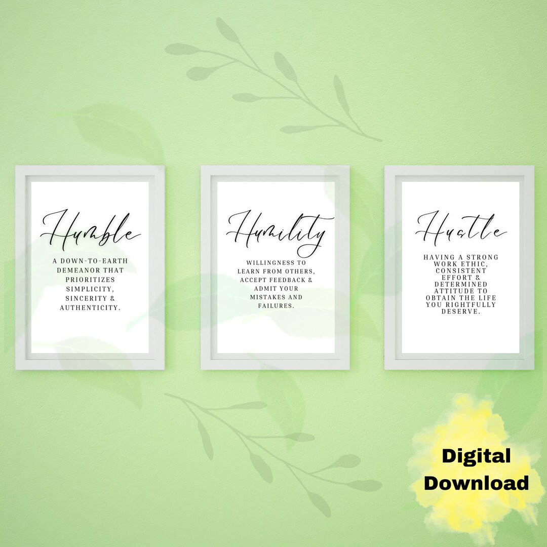 Humble Hustle Humility Printable Wall Art, Motivation Office ...