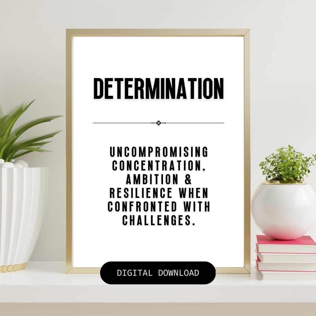 Office Determination Definition Wall Art Printable, Motivational Quote ...