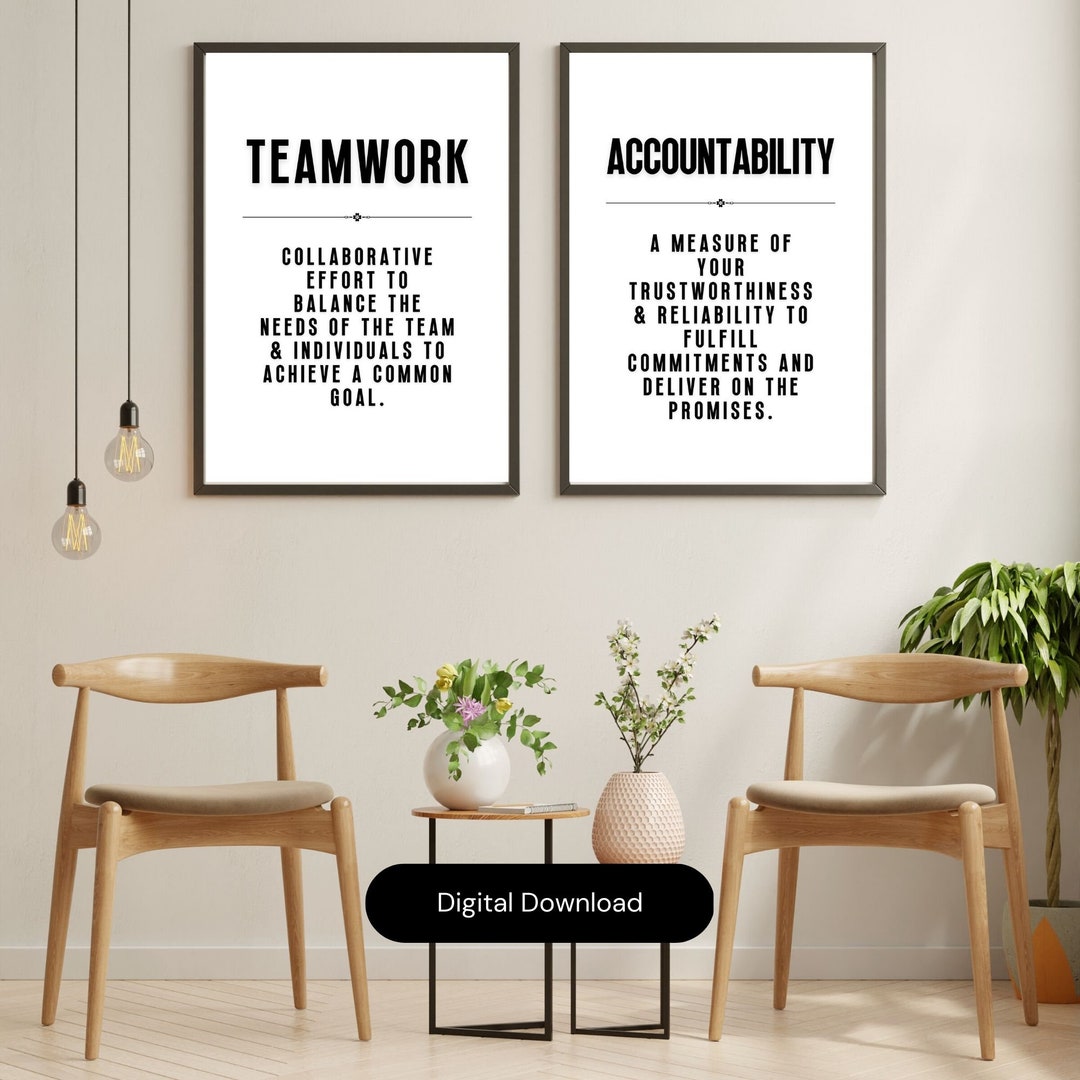 Teamwork Accountability Printable Office Wall Art, Motivation Decor ...