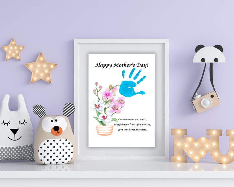 Mother's Day Handprint Craft Printable, Orchid DIY Template ...
