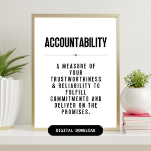 Accountability Definition Printable, Motivational Wall Art for Home and ...