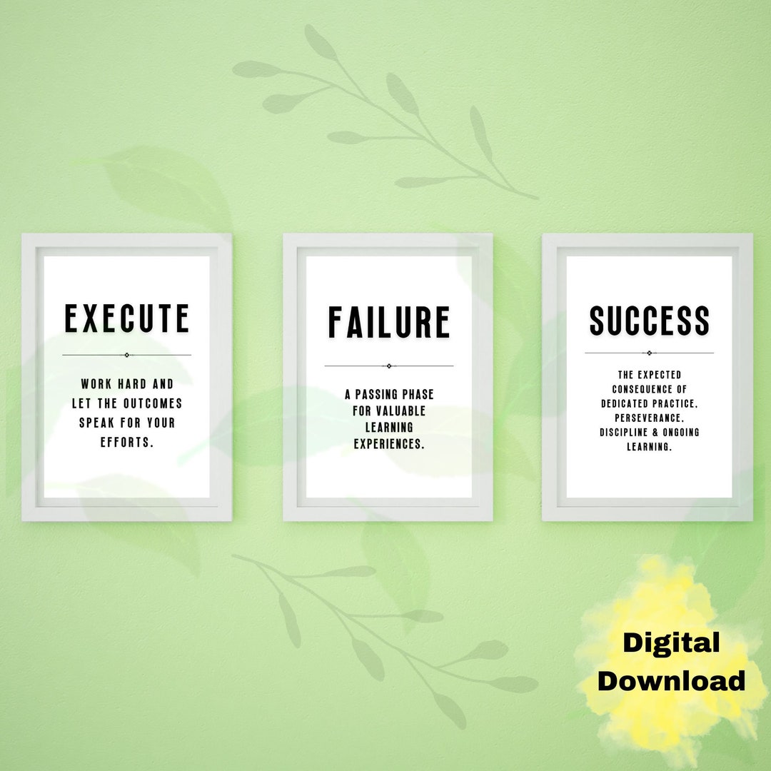 Execute Failure Success Printable Wall Art, Motivation Office ...