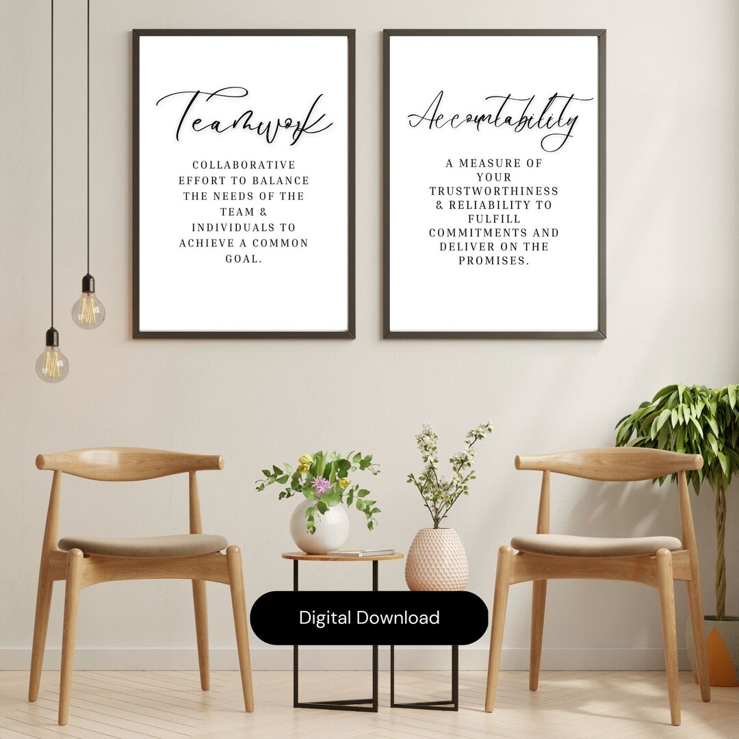 Teamwork Accountability Printable Office Wall Art, Motivation Decor ...