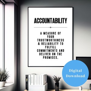 Accountability Definition Printable, Motivational Wall Art for Home and ...