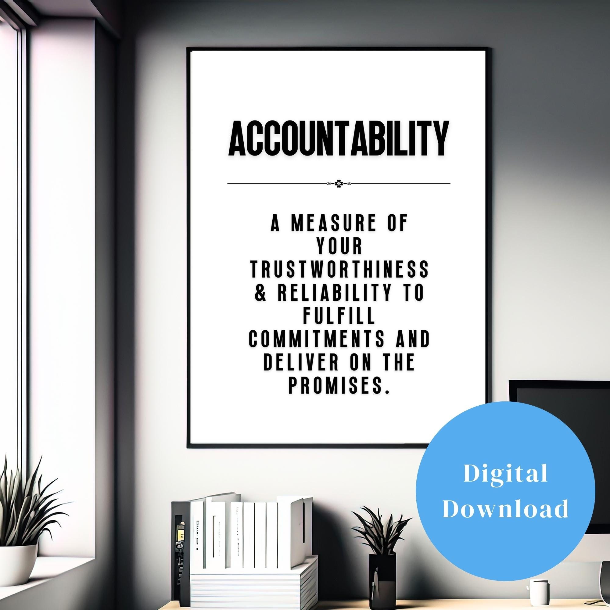 Accountability Definition Printable, Motivational Wall Art for Home and ...