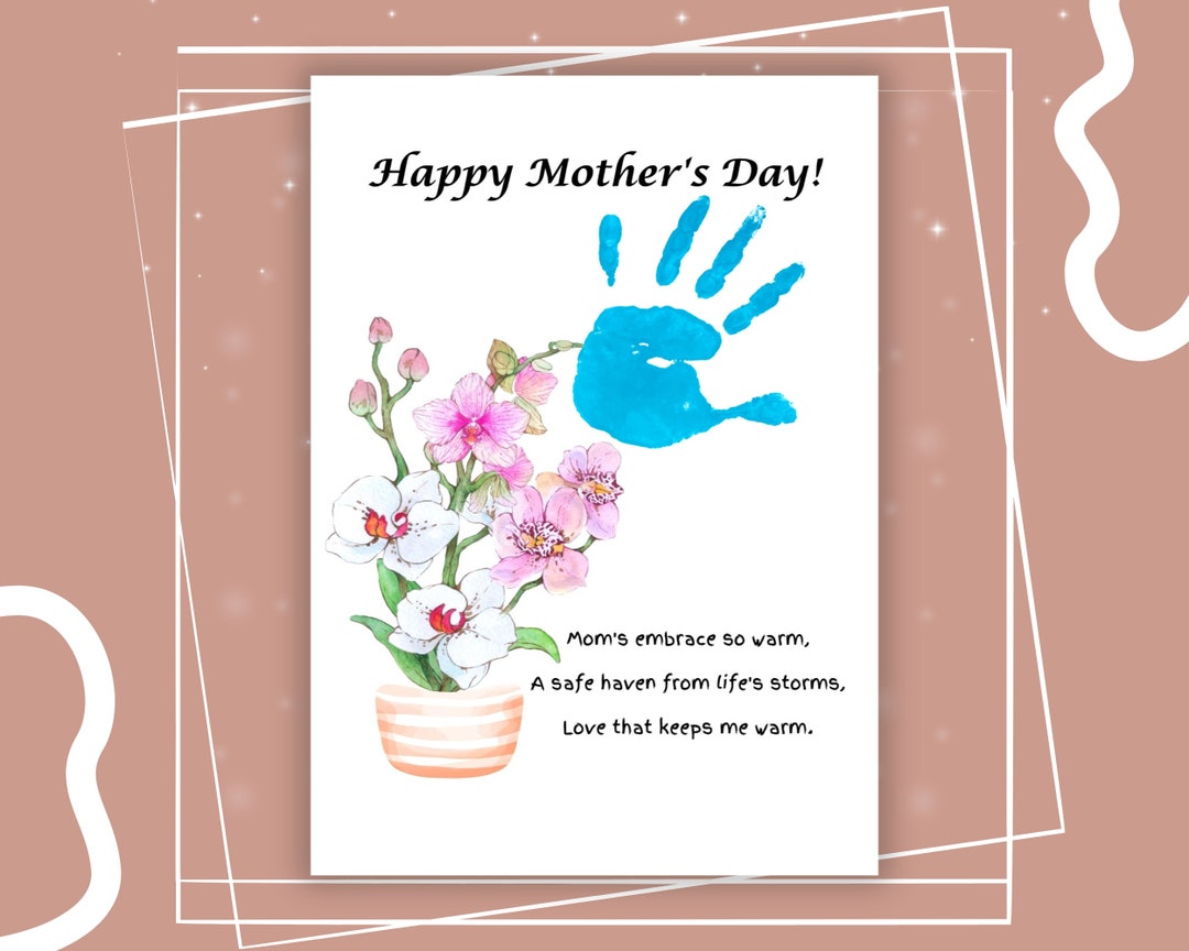 Mother's Day Handprint Craft Printable, Orchid DIY Template ...