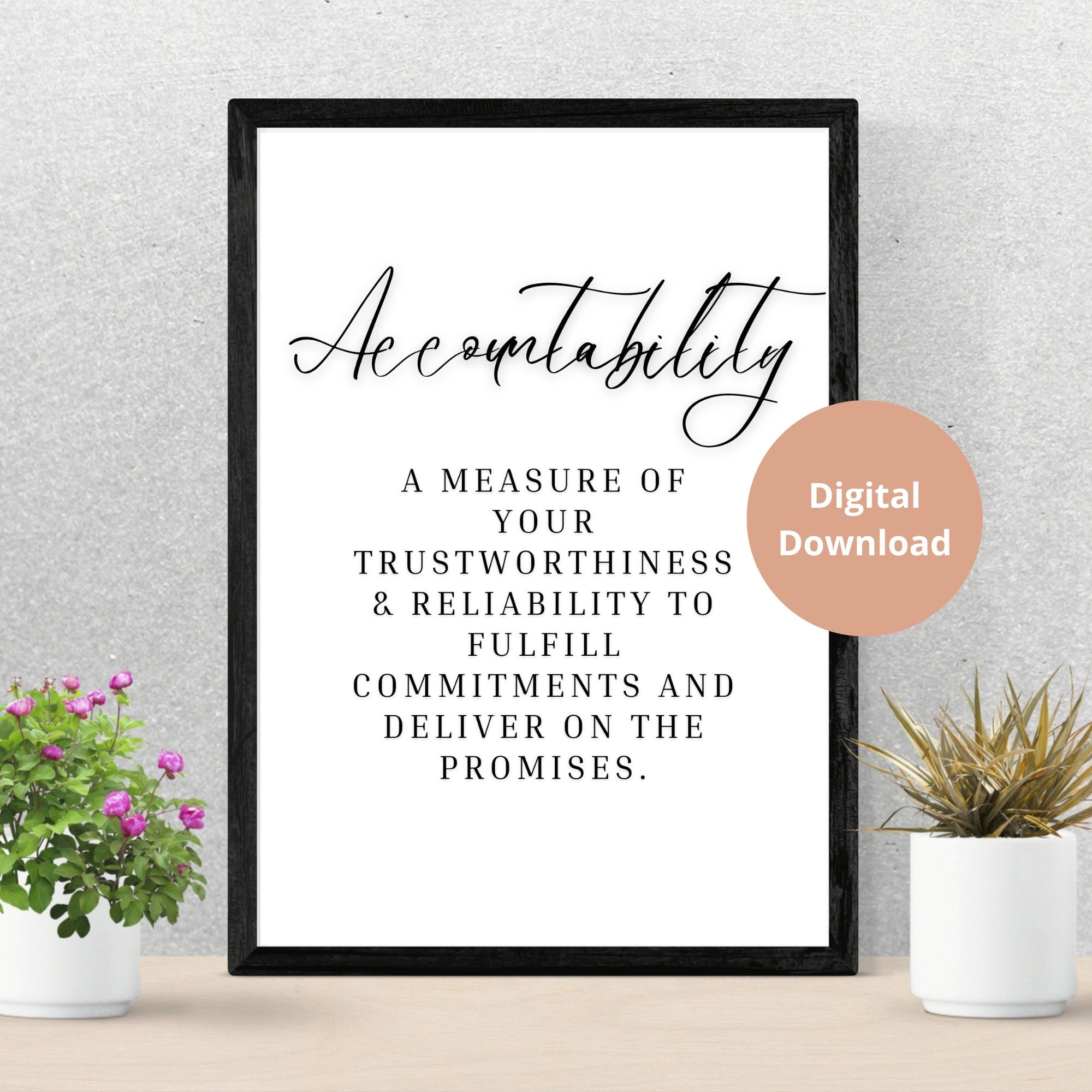 Teamwork Accountability Printable Office Wall Art, Motivation Decor ...
