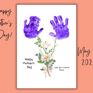 Mother's Day Handprint Craft Printable, Flower Bouquet DIY Template ...