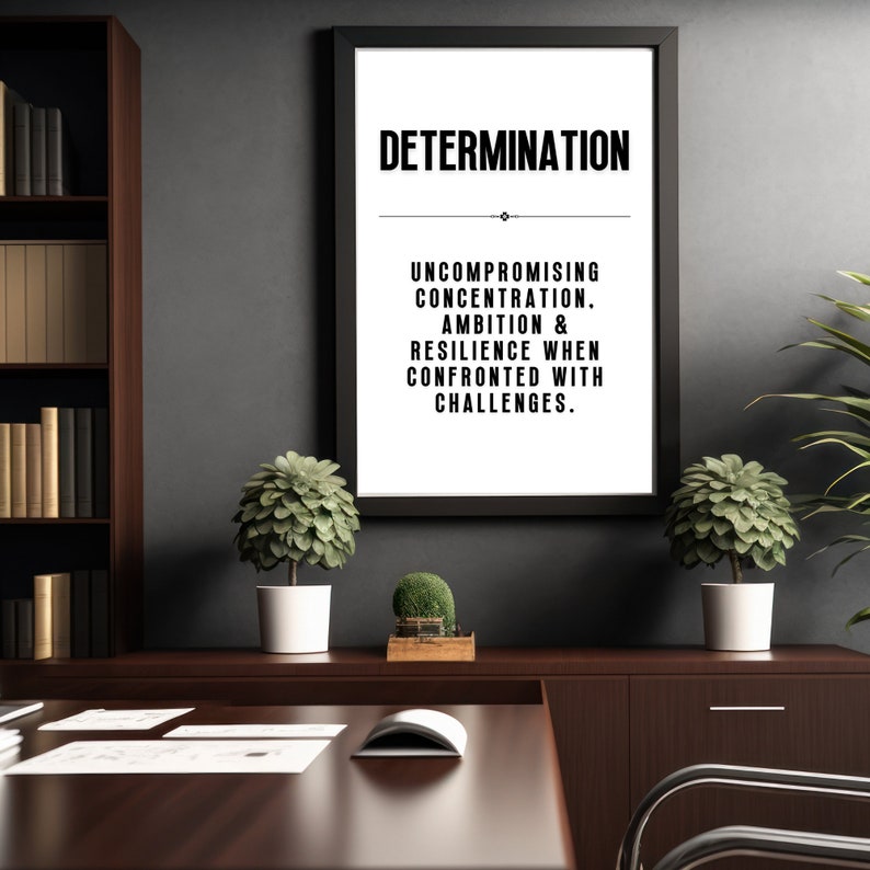 Office Determination Definition Wall Art Printable, Motivational Quote ...