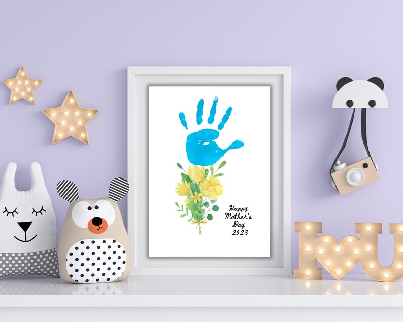 Mother's Day Handprint Craft Printable, Yellow Flower DIY Template ...