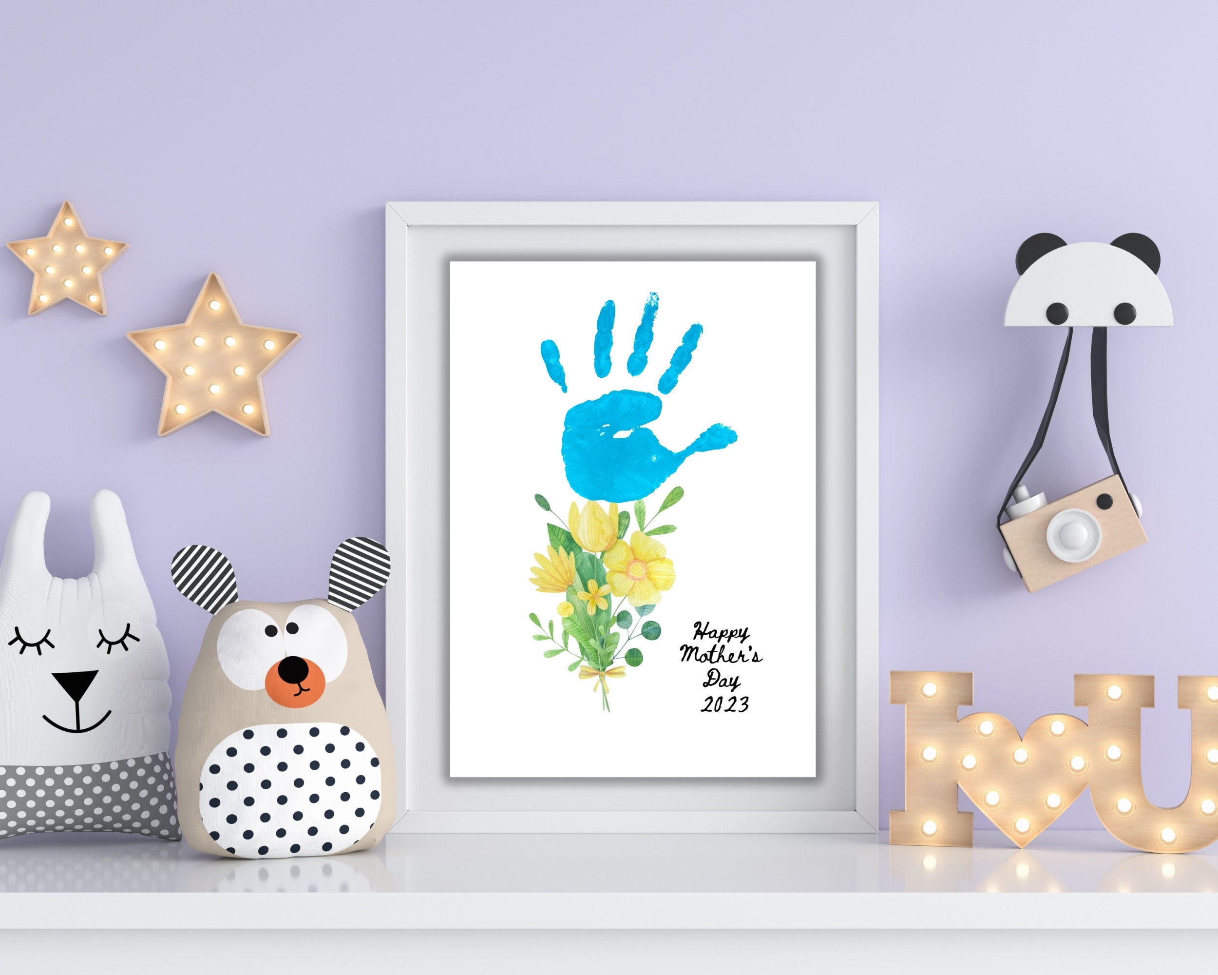 Mother's Day Handprint Craft Printable, Yellow Flower DIY Template ...